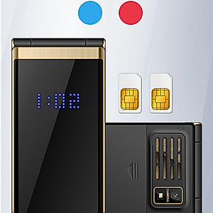 Airshi 2G Flip Cell Phone, 2.8in LED Flashlight 2.8in Flip Phone for Outdoor