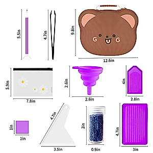 ZORETCO Diamond Painting Storage Containers,60 Slots Diamond Art Accessories, 5D Diamond Painting Kits with Tools for Jewelry Bead Rhinestones Organizer (Brown)