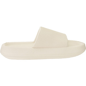 Joomra Cloud Slides For Women Pillow Slippers Massage Foam Cushioned Nude Summer Bathroom Sandals Pool Beach Ladies Outdoor Non Slip Thick Sole Female Sandles Beige 37-38