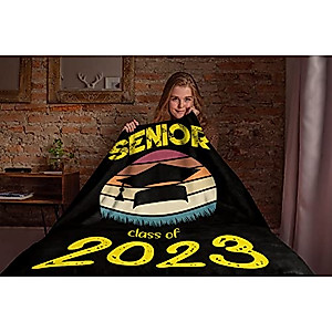 Senior of 2023 Graduation Blanket 90"x120" Extra Small for Pets Toddler Super Soft Blankets for livingroom, Couch, Sofa Flannel Lightweight Throw to Adults Kids Man Woman