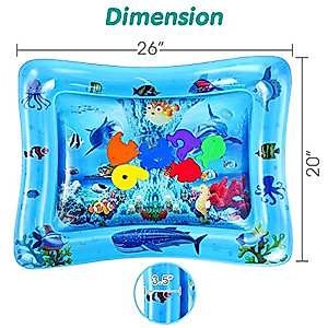VATOS Tummy Time Baby Water Play Mat Toys for 3 6 9 Months Newborn Infant&Toddlers, Inflatable Sensory Toys Gifts for Boy Girl| BPA Free Infant Early Development Activity Centers