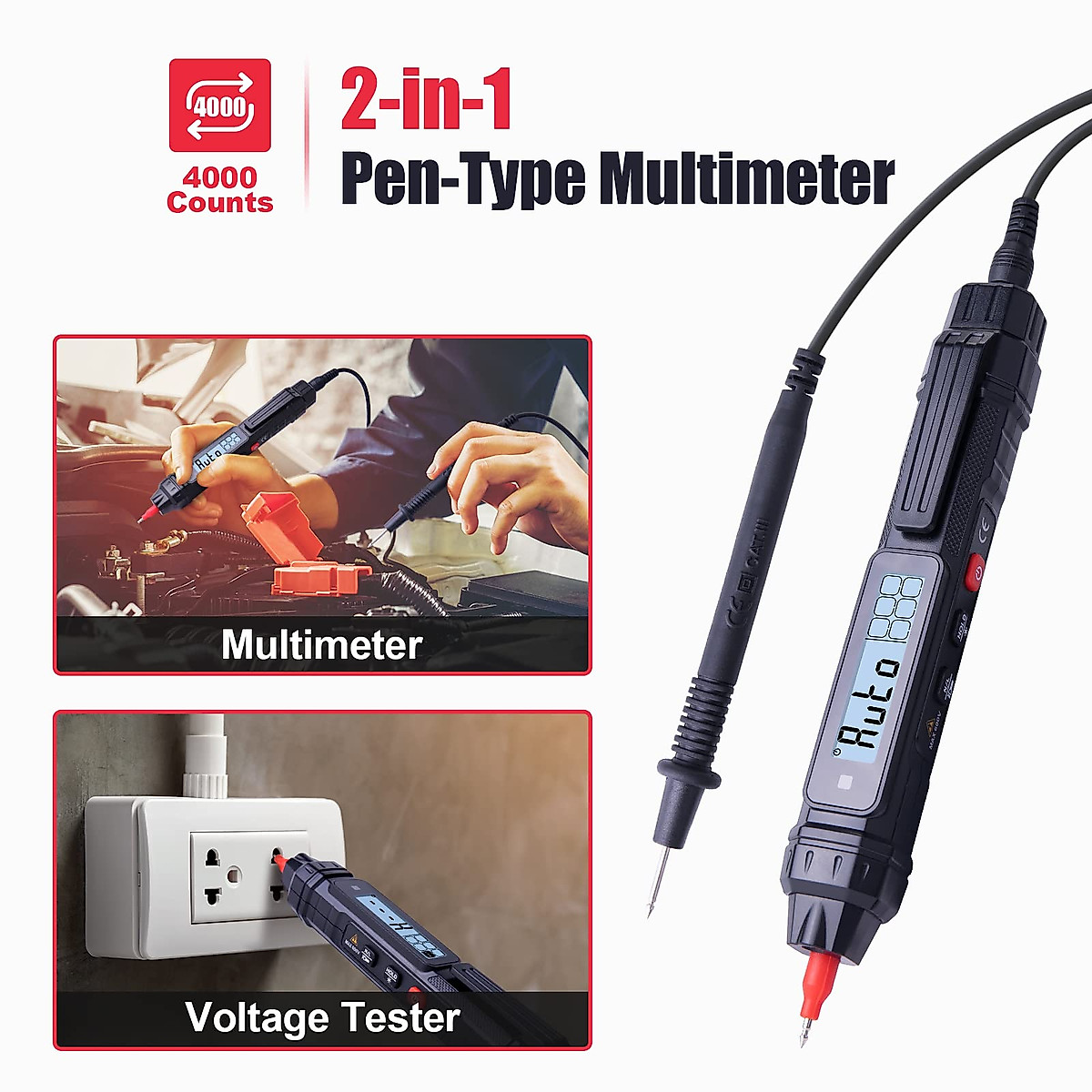 Voltage Tester, LONVOX Non-Contact Voltage Tester with 12-1000V/48-1000V AC Dual Range, Flashlight, Audible and Visual Alarm, LED Display, Wire Breakpoint Tester, Electrical Tester for Home Renovation