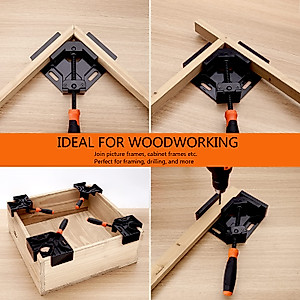 ENGiNDOT Corner Clamp 2Pcs, Right Angle Clamp 90 Degree for Woodworking, Aluminum Alloy Frame Clamp, Adjustable Swing Jaw, Carbon Steel Threaded Rod, Ideal for Welding, Framing, Drilling, Doweling