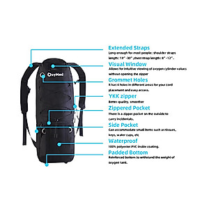 Portable Oxygen Tank Backpack O2 Cylinder Carrying Bag Oxygen Tank Holder for Size M2, M4, ML6, M9, M6, MD（Black）