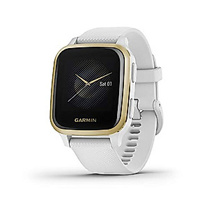 Garmin 010-02427-01 Venu Sq, GPS Smartwatch with Bright Touchscreen Display, Up to 6 Days of Battery Life, Light Gold and White