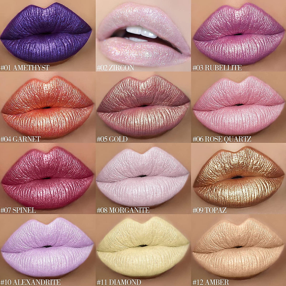 FOCALLURE Metallic Chameleon Liquid Lipstick, Glitter Lip Gloss, Shimmery Finish, Nonstick Cup Lip Makeup for Costume, Cosplay, Rave Festival, 03 RUBELLITE