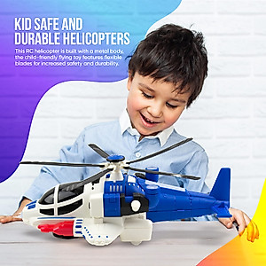 Toysery Bump and Go Helicopter Toys for Boys & Girls, Aircraft Toys Made with Durable Material, Helicopter Toy with Lights, Realistic Sound, Helicopter Toy for Gift, Perfect Kids Helicopter - Blue