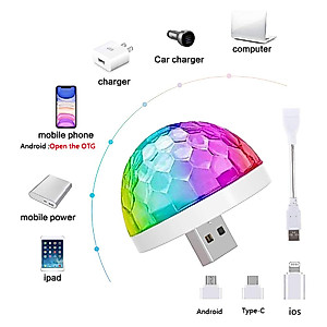 4Pack USB Mini Disco Ball Light, Sound Activated Party Lights DJ Strobe Light for Halloween toys Favors,Parties,Karaoke,Wedding,Birthday DJ Bar,Led Car USB Atmosphere Light (White)