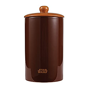 Star Wars for Pets Chewbacca Wookiee Cookies Dog Treat Jar | 10 x 5 Ceramic Chewbacca Dog Treat Jar with Lid, Dishwasher Safe | STAR WARS Brown Dog Food Storage Cylinder, Brown Dog Treat Jar