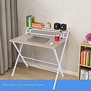 Tomppy Folding Desk for Small Spaces - 32 Inches Small Lazy Modern Laptop Table, Multifunctional Study Writing Computer Desk Workstation (A)