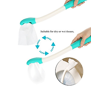 Toilet Aids Tools For Wiping, Long Reach Comfort Wipe, Long Handle Reach Comfort Bottom Wiper Holder Butt Wipes Tissue Grip Self Wipe Aid Helper For Limited Mobility Disabled Arthritis Shoulder