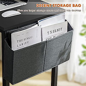 Computer Desk Small Office Desk 40 Inch Writing Desks Small Space Desk Study Table Modern Simple Style Work Table with Storage Bag Headphone Hook Wooden Tabletop Metal Frame for Home, Bedroom