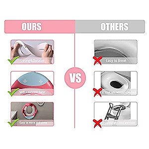 Potty Training Seat with Soft PU Cushion Handles Backrest Splash Guard for Toddlers Kids Boys Girls (pink)