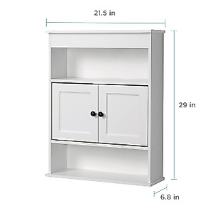 Zenna Home Utility Sink and Wall Cabinet Set: Includes Laundry Tub/Sanitation Station with Faucet, Plus Wall Cabinet (2 Doors, 3 Storage Shelves), for Laundry, Basement, Garage, Bathroom, Kitchen