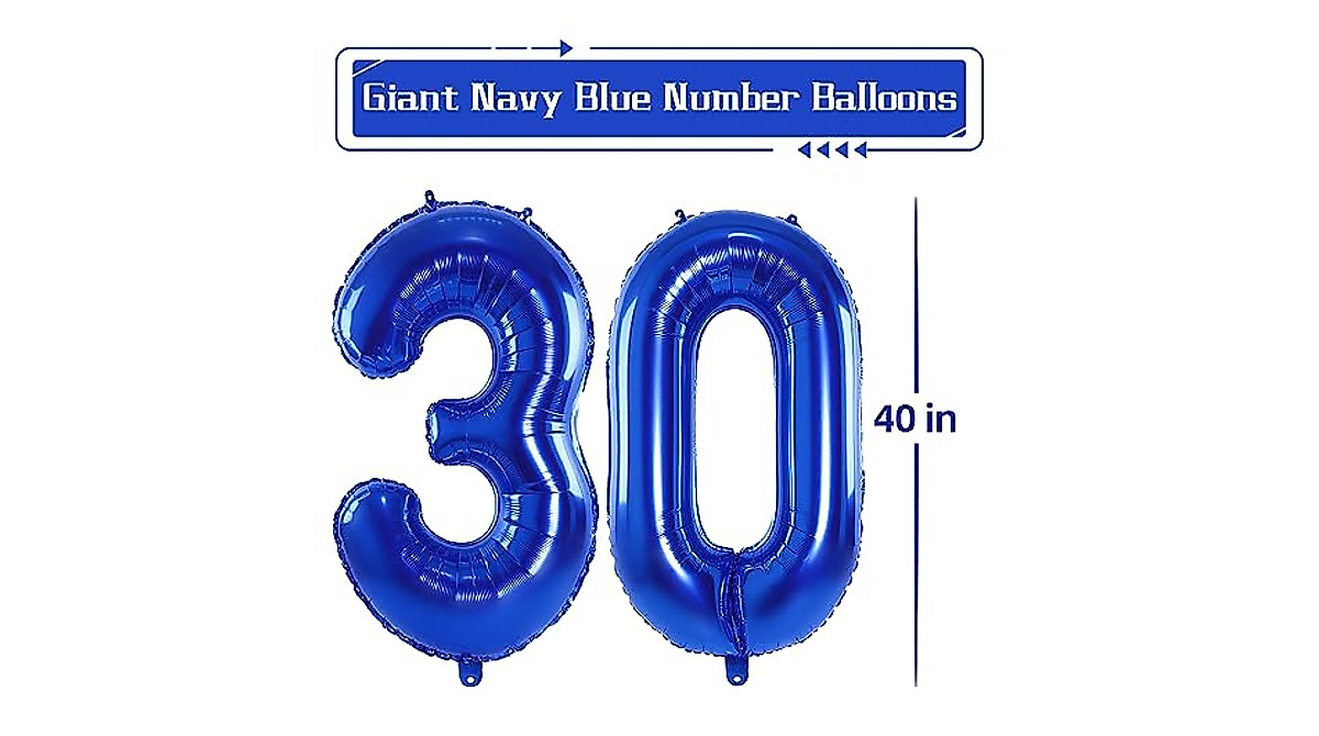 Huge Navy Blue Number Balloons for 30th Birthday