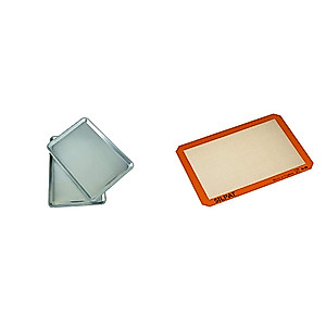 Nordic Ware Natural Aluminum Commercial Baker's Half Sheet, 2-Pack, Silver & Silpat Premium Non-Stick Silicone Baking Mat, Half Sheet, Cream