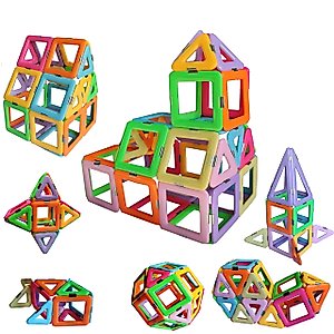 dreambuilderToy Magnetic Tiles Building Blocks Game Set Toys,Magnet Stacking Blocks, Magnetic Tiles for Girls and Boys Birthday Gift (40 PC Set) (Pastel Colo)…