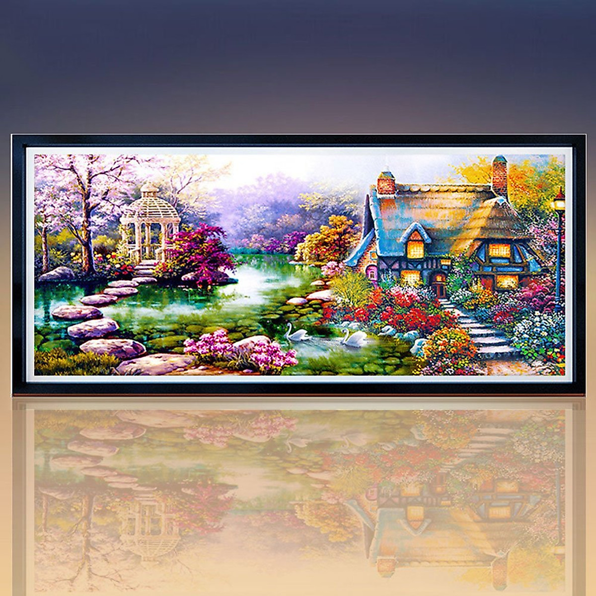 qiguch66 DIY Diamond Painting,DIY 5D Diamond Mosaic Landscapes Garden Lodge Painting Cross Stitch Kit Decor,Arts Craft for Home Wall Decor