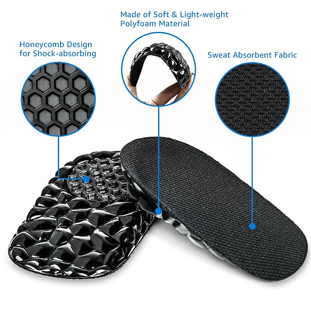 Dr. Shoesert Height Increase Insoles, Shoe Heel Lift Inserts for Leg Length Discrepancy, Achilles Tendonitis, Heel Cushion Inserts (Large 1.0")