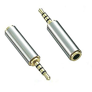 2.5mm Male to 3.5mm Female Audio Adapter Gold Plated Aux Auxiliary Plug Splitter 3 Ring Jack Support Converter Headphone Earphone Headset Stereo or Mono(2 Pack)