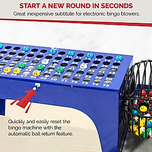 MR CHIPS Bingo Game Deluxe - Bingo Game Set with Cage, 7/8 Inch Bingo Balls and Bingo Master Board | All-in-One Table Top Professional Bingo Game Machine