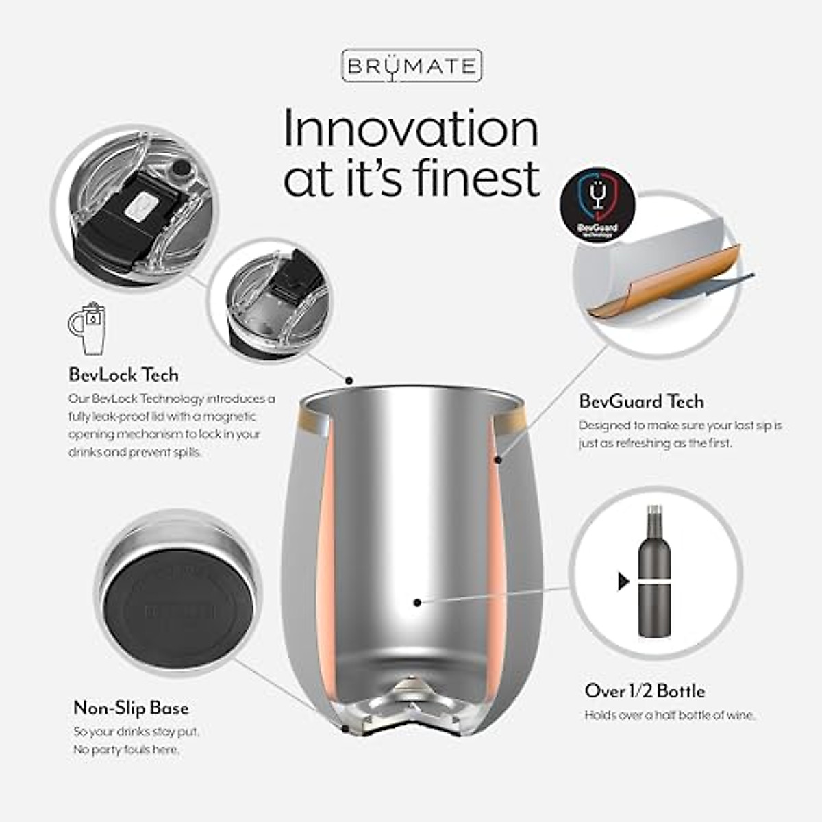 BrüMate Uncork'd XL MÜV - 100% Leak-Proof 14oz Insulated Wine Tumbler with Lid - Vacuum Insulated Stainless Steel Wine Glass - Perfect For Travel & Outdoors (Onyx Leopard)