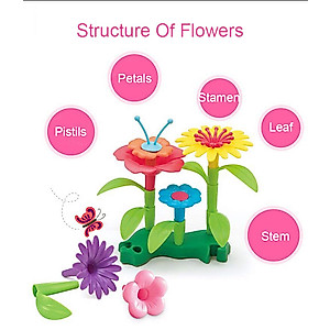 LVEA Build-a-Bouquet Floral Arrangement Playset - BPA Free, Phthalates Free, Creative Play Toys for Gross Motors, Fine Motor Skill Development. Toys and Games (148PCS)