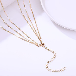 Tgirls Dainty Pearl Body Chain Gold Layered Body Chains Tassel Necklace Dress Jewelry for Women