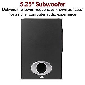 Cyber Acoustics CA-3810 2.1 Multimedia Speaker System with Subwoofer, 80 Watts Peak Power, Strong Bass, Perfect for Music, Movies, and Games