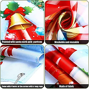 Christmas Door Decoration Fabric Santa Banner Snowy Winter House Backdrop North Pole Wall Scene Cover Christmas Photo Booth Wall Sign for Xmas Winter Holiday Wall Door Decoration (70.9 x 35.4 Inch)