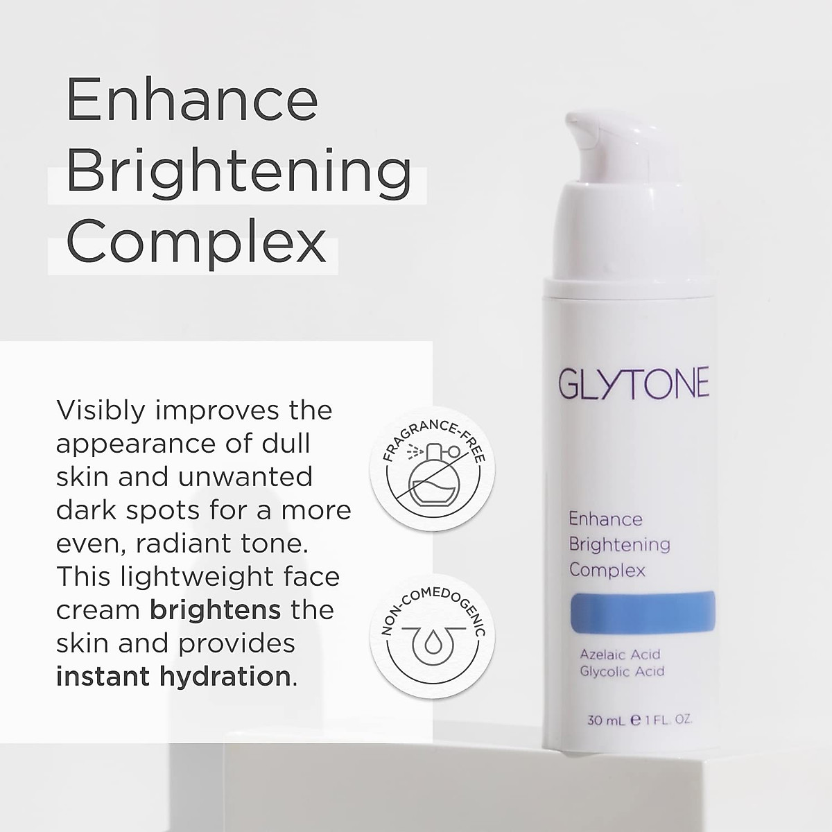 Glytone Enhance Brightening Complex - With 12% Azelaic Acid, 3% Glycolic Acid - Brightens Skin & Reduces Dark Spots - Non-Comedogenic - 1 fl. oz.