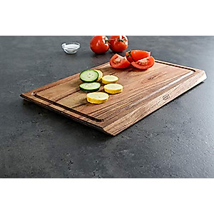 Dexas Angled Acacia Wood Cutting Board with Well, 15 x 20 inches