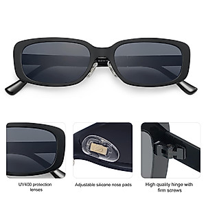 SOJOS Small Face Sunglasses Womens Men Trendy Y2K Designer Cute Shades Petite,Black