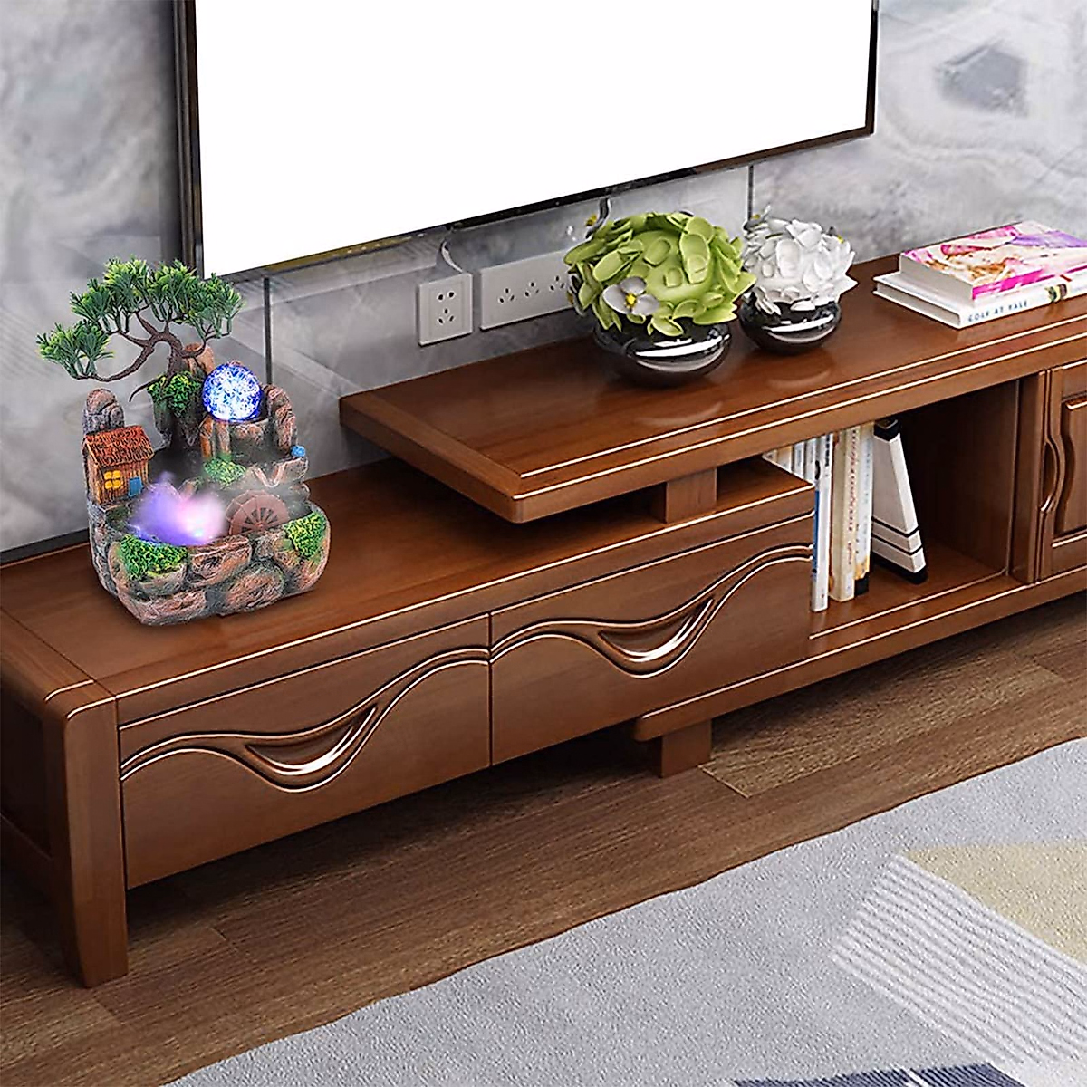 AMAVIP Rockery Stream Tabletop Fountain, Zen Meditation Indoor Waterfall Feature with Automatic Pump, for Home Office Bedroom Desk Decoration (Style 3)