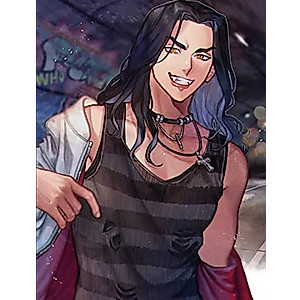 K Anime Tokyo Mitani Cosplay Necklace - Black Layered Leather Chain Creative Decor Comic Choker for Men Boys Acessories, Jewelry Gifts for Manga Fans