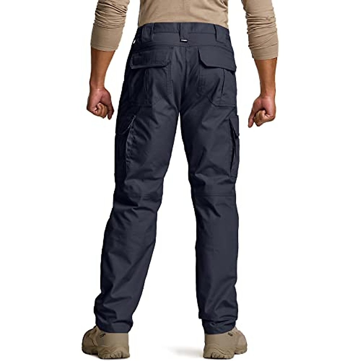 CQR Men's Tactical Pants, Water Resistant Ripstop Cargo Pants, Lightweight EDC Work Hiking Pants, Outdoor Apparel, Duratex Police Navy, 28W x 30L