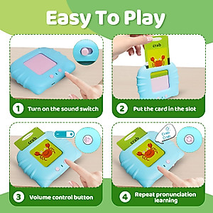 RAEQKS Learning Toys for Toddler Talking Flash Cards Educational Game for Kids 2 3 4 5 6 Years Audible Learning Resource with 224 Sight Words Preschool Montessori Toy Gift for Kindergarten Boys Girls