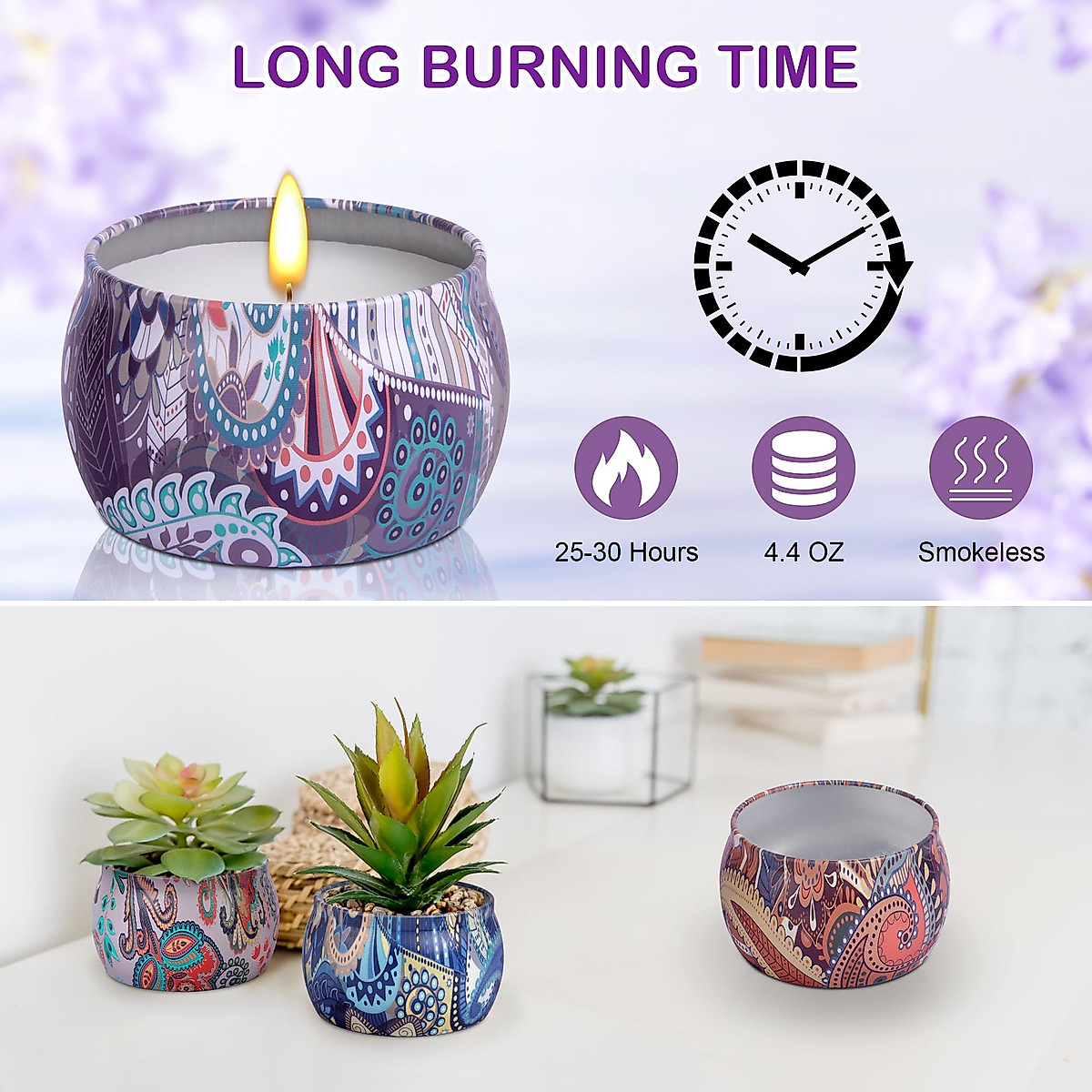 OFUN 4 Pack Scented Candles, Aromatherapy Candle Gift Set, 4.4 oz/120H Long Burning, Soy Wax Aromathrapy Candles for Stress Relief, Ideal for Birthday, Christmas, Thanksgiving, Mother's Day