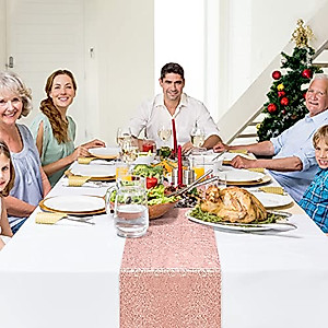 6 Pack Sequin Table Runner Rose Gold, 12 x 108 inch Glitter Rose Gold Table Runner for Rectangle Table for Birthday, Wedding, Banquet, Holiday Party Decorations, Christmas Gift & Baby Shower