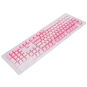 Gaming Keyboard Keycaps, 104 Keys Pink White Ergonomic PBT Typewritter Gaming Keyboard Keycaps Opaque Side Dip Dyeing Process DIY Keycap,for Most 61/87/104 Key Mechanical Keyboard