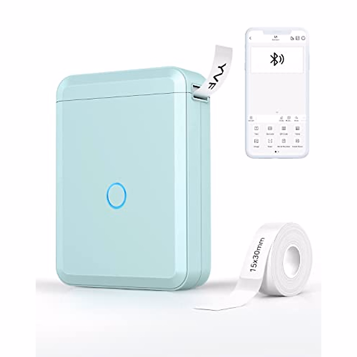 YVF D110 Bluetooth Label Maker Machine, Portable Label Maker with Multiple Templates & Fonts, Includes 1/2" Label Tape, Mini Label Printer for Home, School & Office Organization, Rechargeable, Green