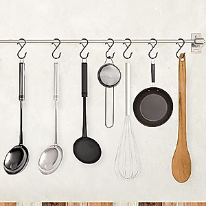 SAGARHR 10PCS S Hooks for Kitchen Utensil and Closet Rod, Rustproof Safety Buckle Design Metal Hanging Plants, Lights, Kitchenware, Pots, Pans, Cups, Clothes, Towels (10, Black)