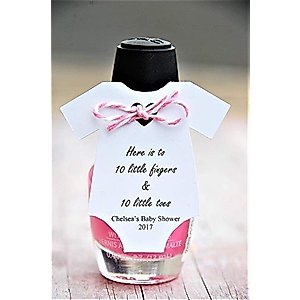 10 tags ~ Tag Only ~ Here is to 10 little fingers & 10 little toes ~ baby shower ~ nail polish thank you ~ onesie gift tags ~ 2"