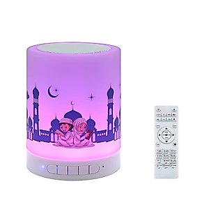 Telawah Quran Speaker with Remote Control, Portable LED Bluetooth Touch Cube MP3 Music Player Quranic Night Light Speaker