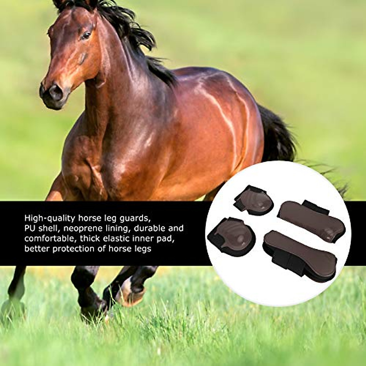 Horse Leg Protector PU Horse Front Hind Leg Boots Horse Riding Boots Pony Shock Absorbing Show Competition Leg Protection[Brown L] Hip & Joint Care