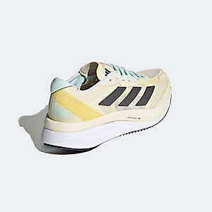 adidas Women's Adizero Boston 11 Sneaker, Ecru Tint/Night Metallic/Beam Yellow, 7