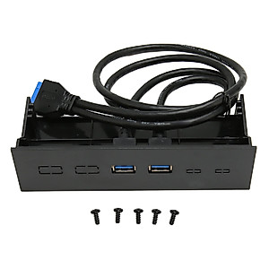 5.25 Inch Front Panel, PC Multifunction Media Dashboard, USB 3.0 to 19 Pin Metal Optical Drive Bay 2 Port USB Hub for PC Computer Case