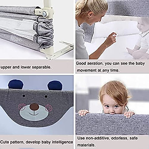 SINGYOO Bed Rails for Toddlers- New Upgraded Extra Long Bed Guardrail Full Size Baby Bedrail for Children Fit for Twin Queen & King Size Bed Mattress one Piece (Grey, 75"(L) x 30"(H))