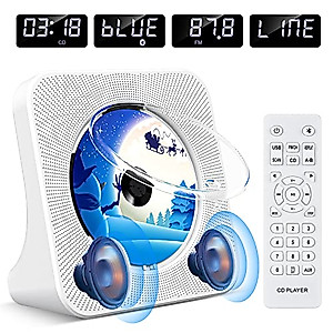 CD Player Desktop CD Player with Speakers CD Players for Home Bluetooth 5.0 with Remote Control KOVCDVI with Dust Cover Display FM Radio Timer USB AUX Headphone Port