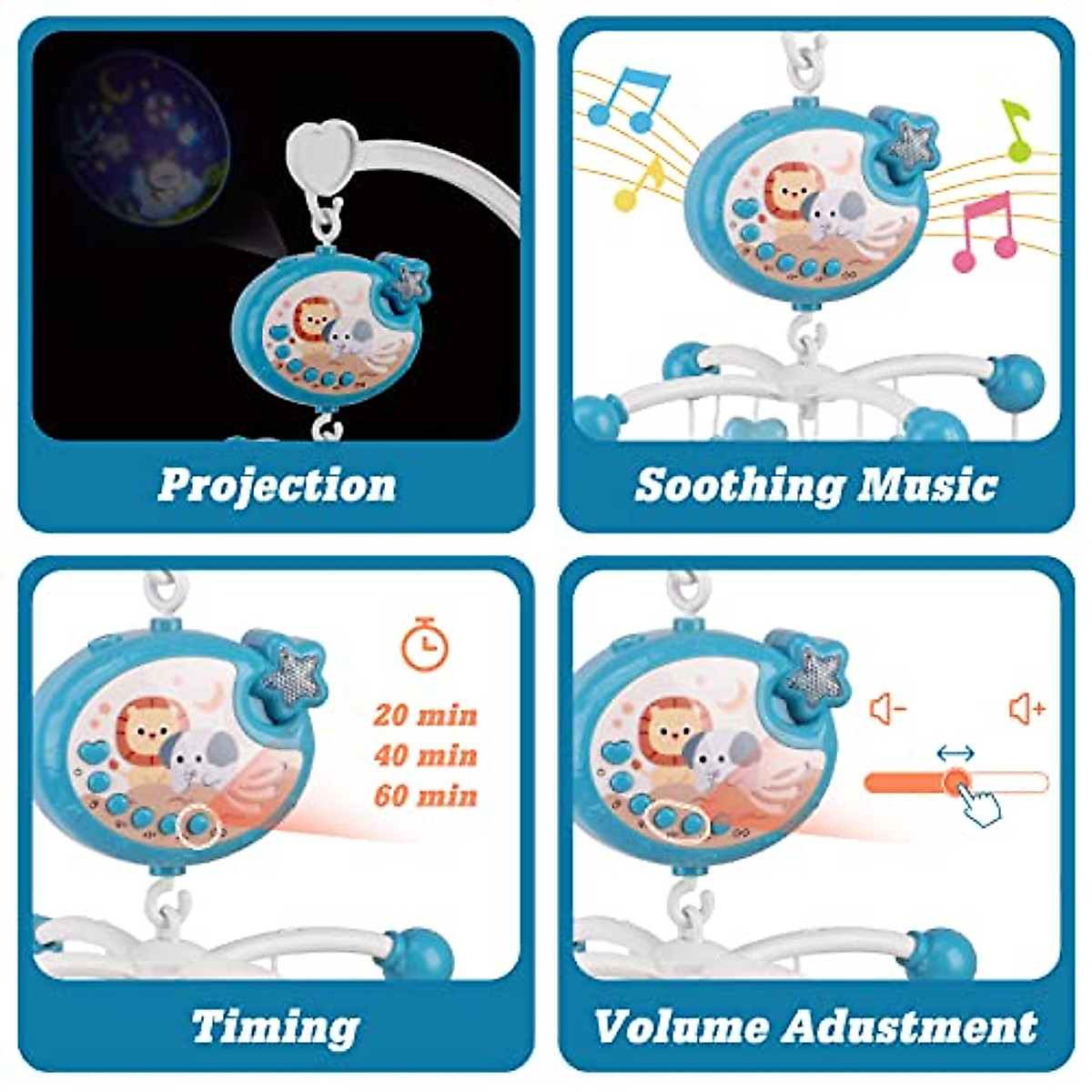 nicknack Baby Mobile for Crib Toys with Music and Lights, Baby Crib Mobile for Infants 0-6 Months